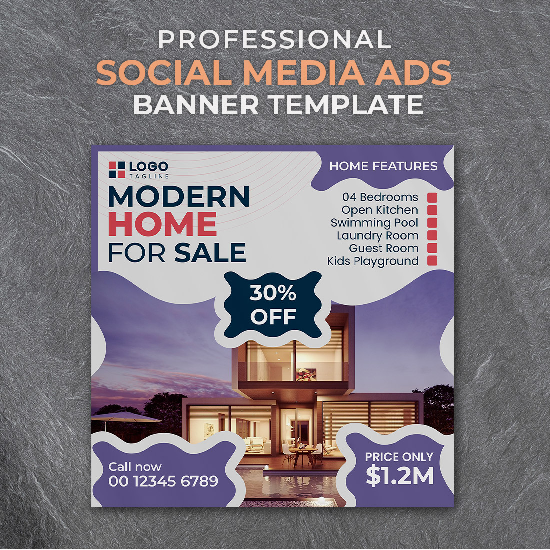 Professional & Creative Modern Home For Sale Social Media Ads Banner ...