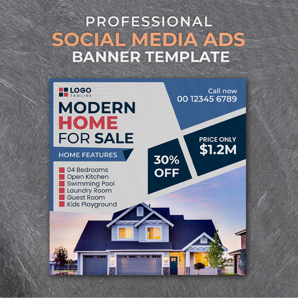 Professional & Creative Modern Home For Sale Social Media Ads Banner ...