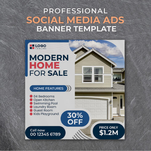 Professional & Creative Modern Home For Sale Social Media Ads Banner ...