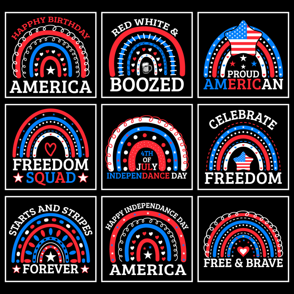 Proud American 4th of July independent day boho rainbow tshirt design ...