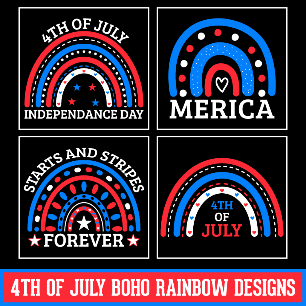 Proud American 4th of July independent day boho rainbow tshirt design ...