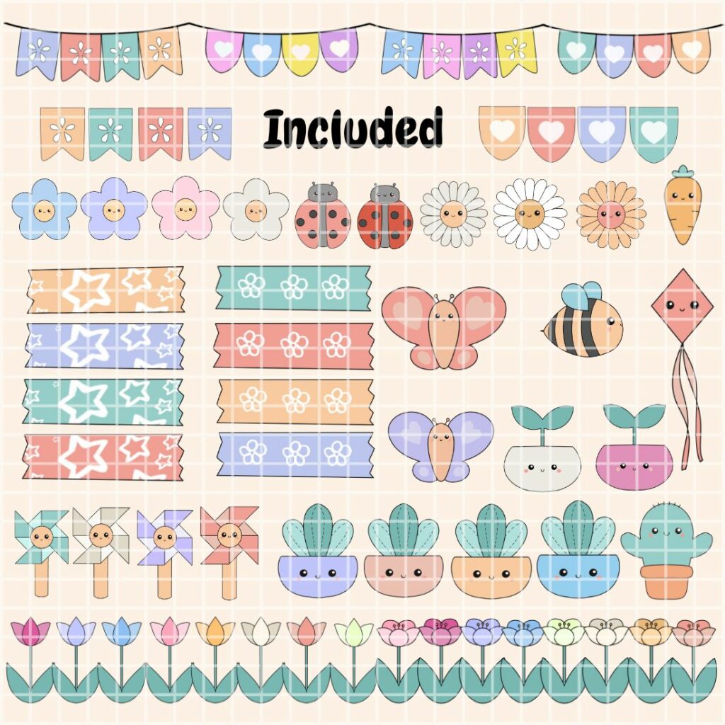 Cute Spring Digital Planner Stickers - MasterBundles