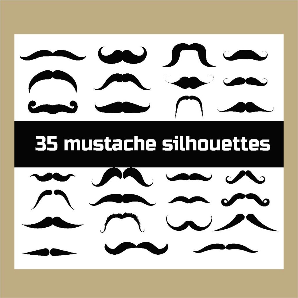 35 mustache vector silhouettes design bundle - MasterBundles