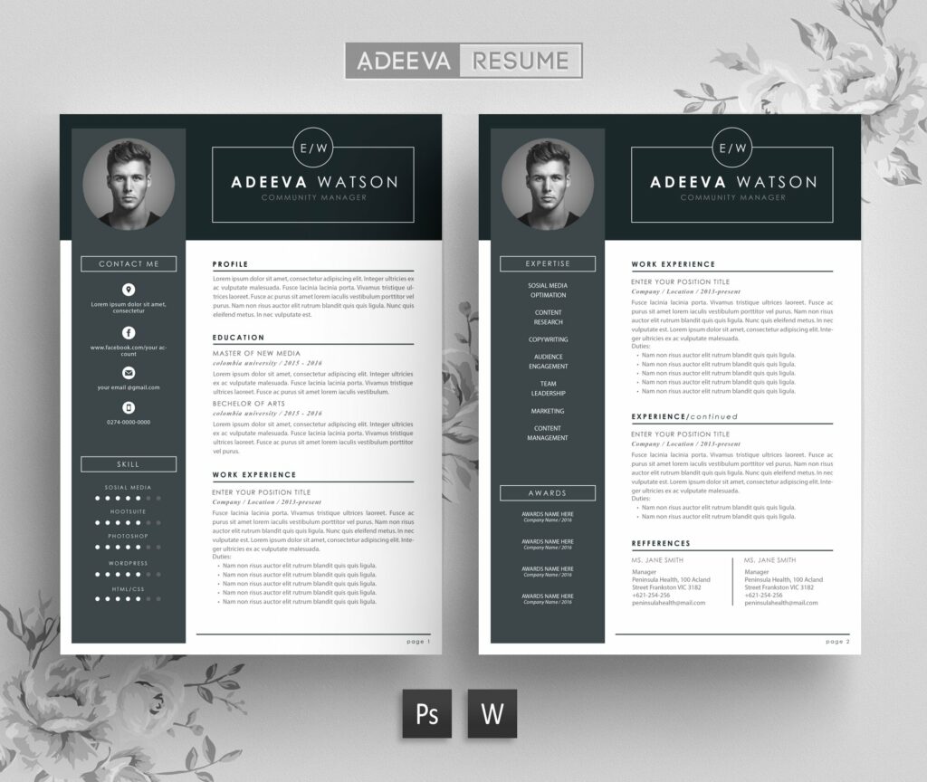 Professional Resume Template Watson – MasterBundles