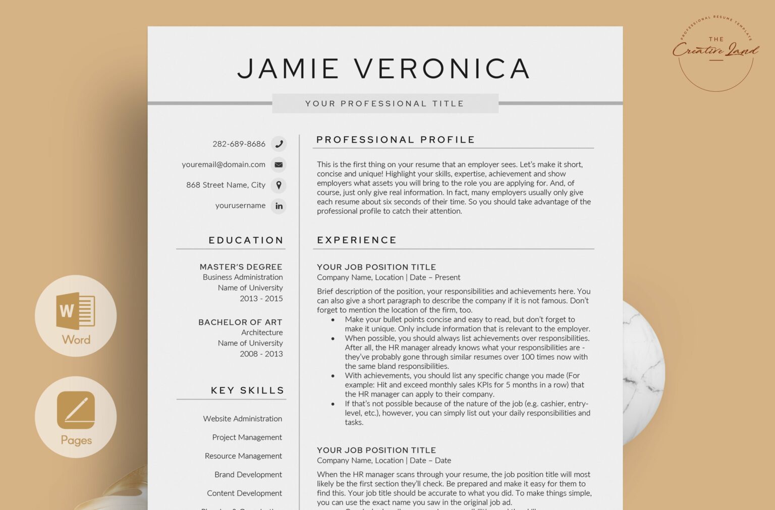 Resume/CV - The Jamie – MasterBundles