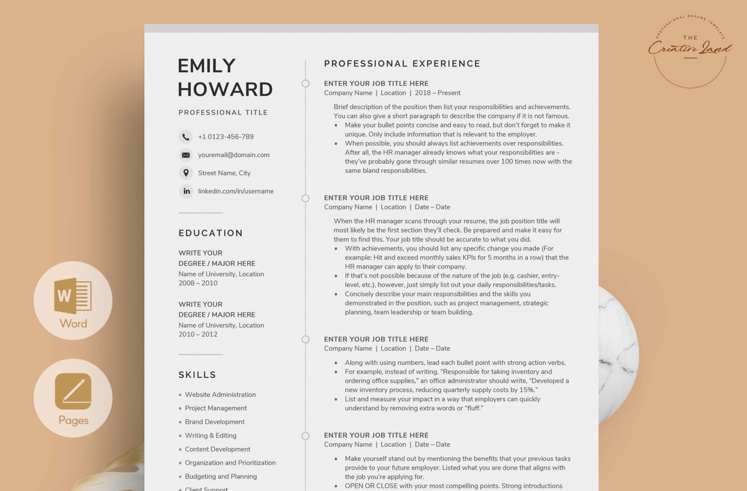 Resume/CV - The Howard – MasterBundles