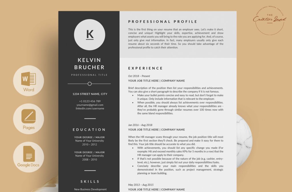 Resume/CV - The Kelvin – MasterBundles