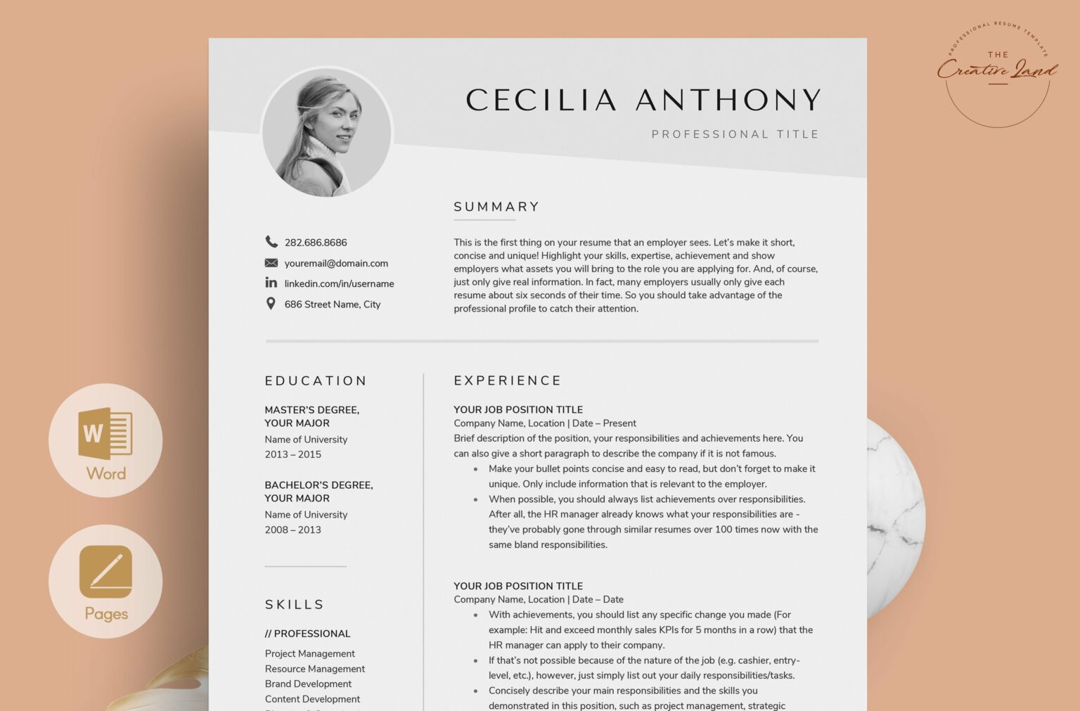 Resume/CV - The Cecilia – MasterBundles