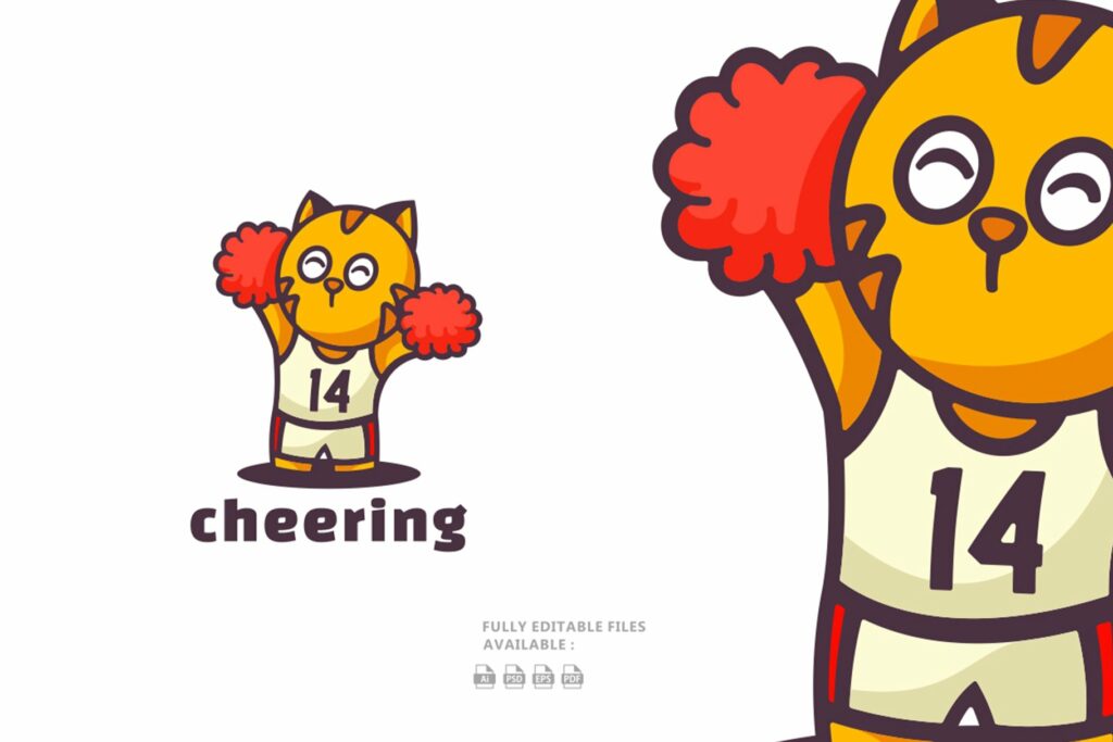 Cheerleader Cat Cartoon Logo – MasterBundles