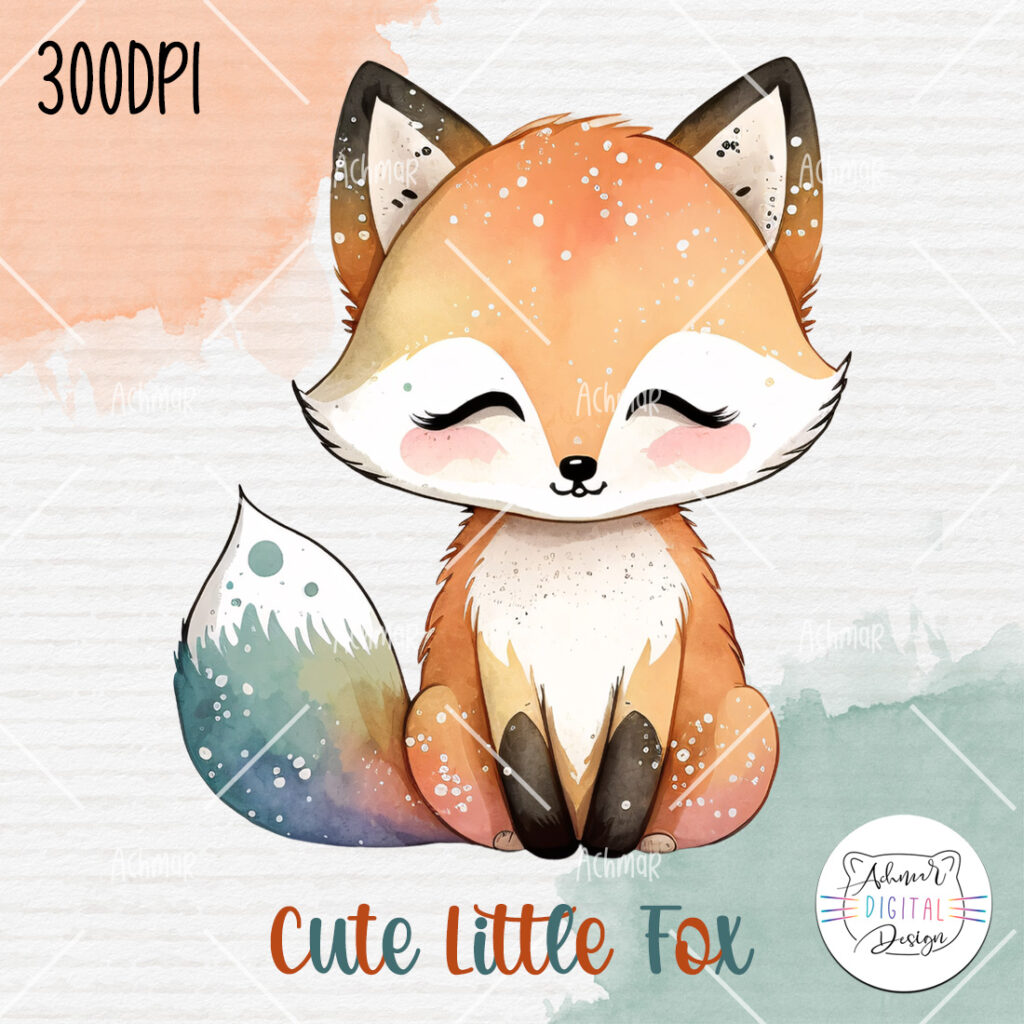 cute little fox watercolor clip art - MasterBundles