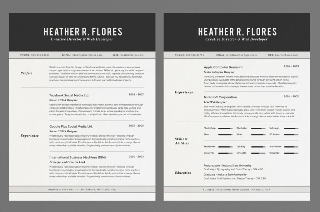 2 Pages Resume Set | CV Template – MasterBundles