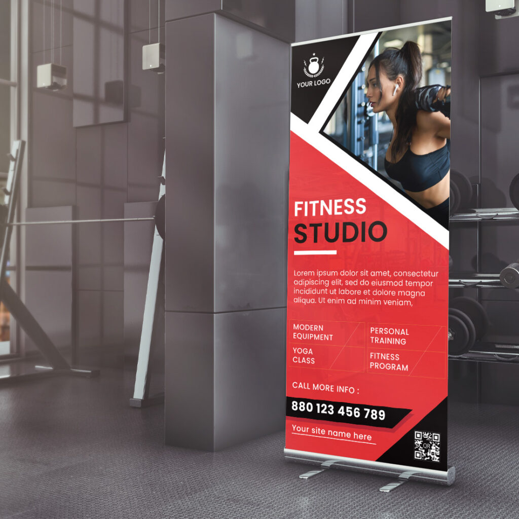 Gym x rollup pullup retractable signage banner Template Design ...