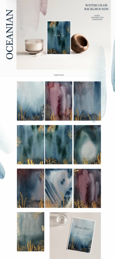 OCEANIAN - abstract watercolor set – MasterBundles