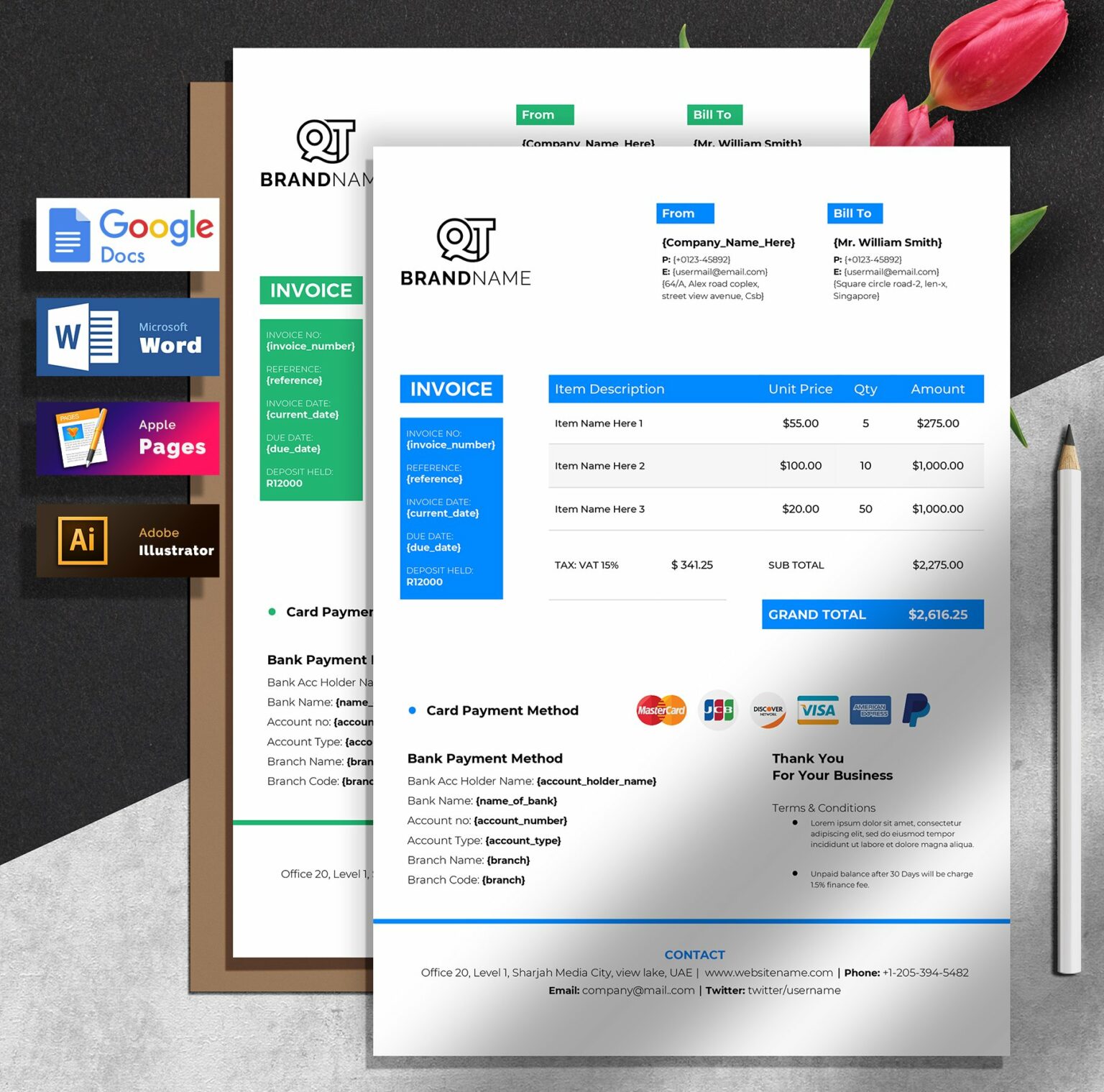 Invoice Template Google Docs Word – MasterBundles