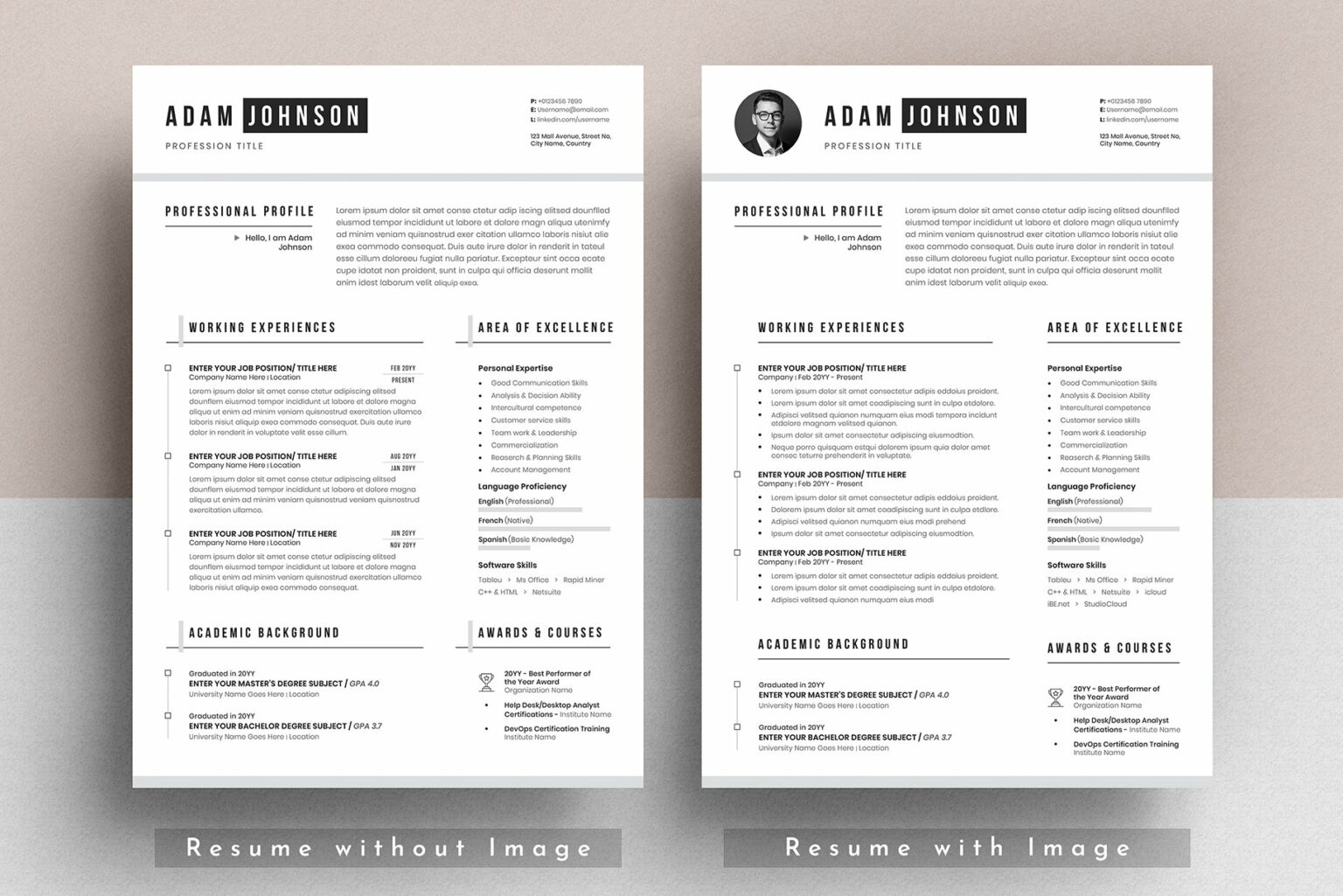 Clean Resume Cv Template Word Pages – MasterBundles