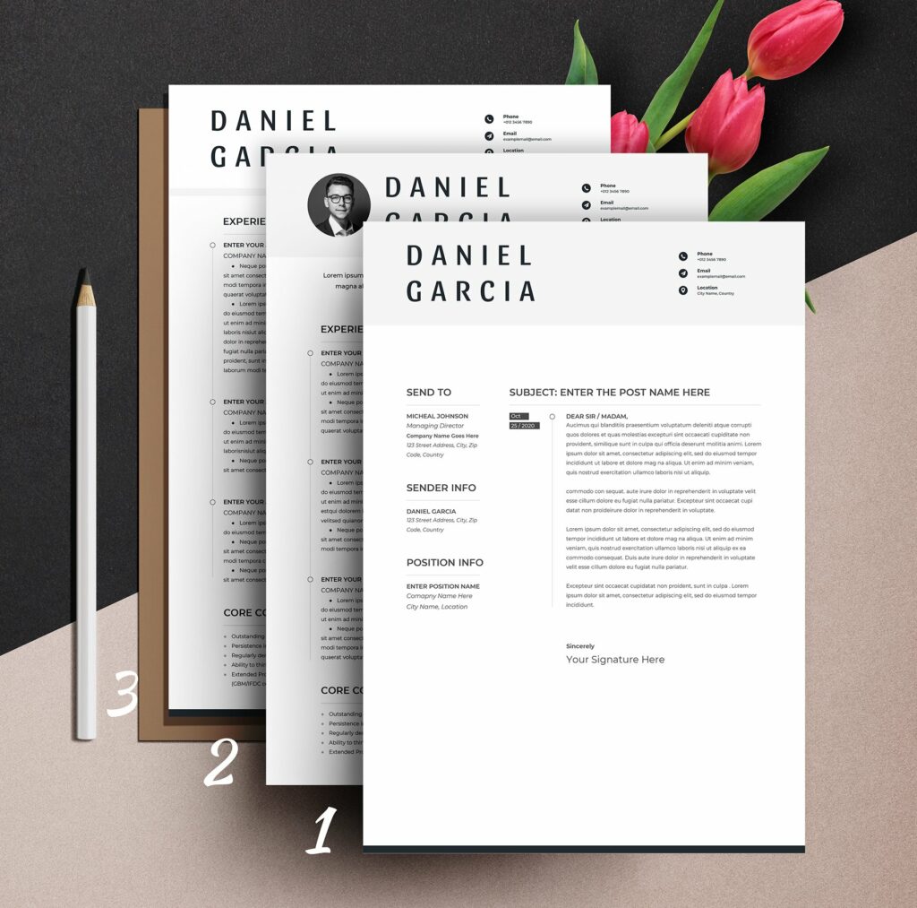 Clean Resume Cv Template Word Pages – MasterBundles