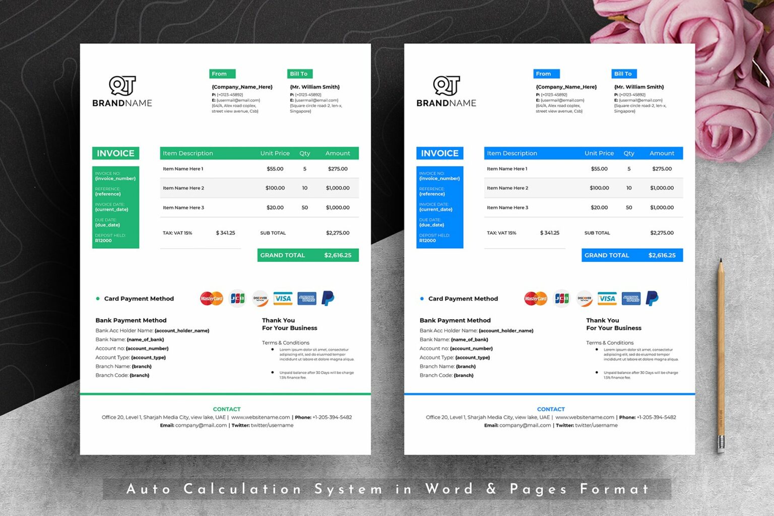 Invoice Template Google Docs Word – MasterBundles