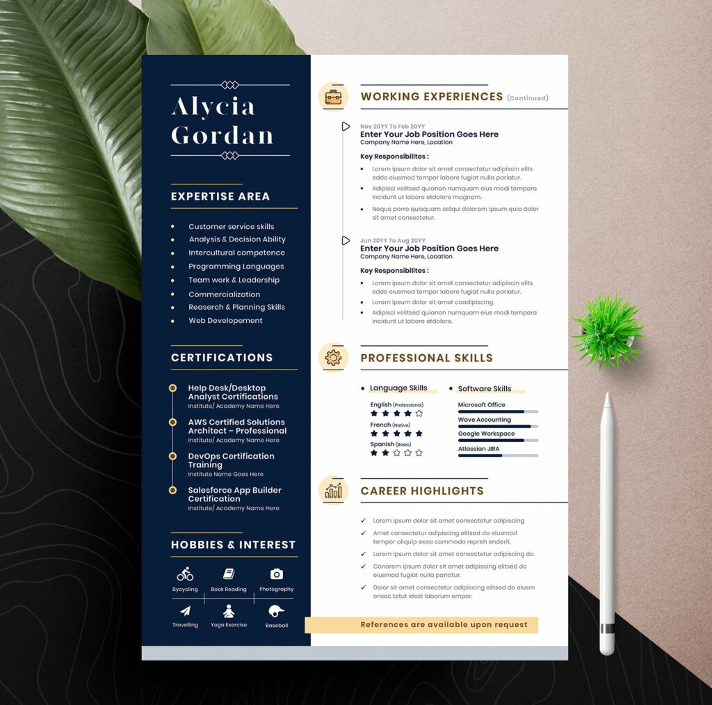 Resume Cv Template Word Apple Pages – MasterBundles