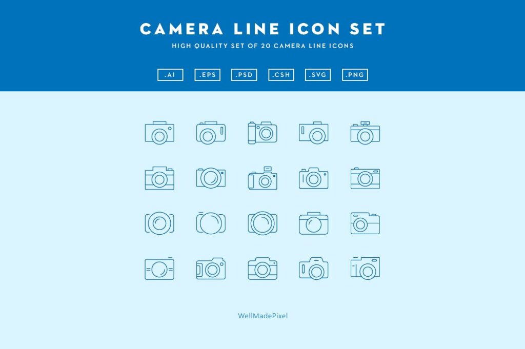 Camera Line Icon Set – MasterBundles