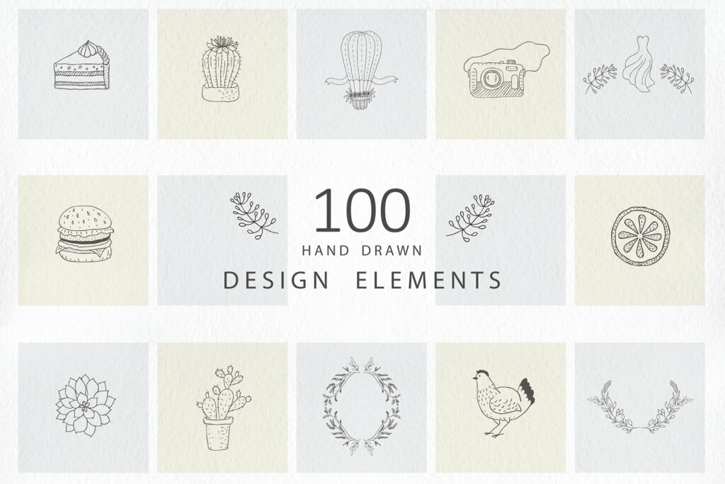 Hand drawn design elements. Logos. – MasterBundles