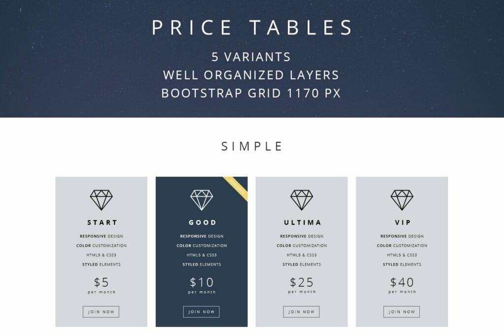 Simple Pricing Tables – MasterBundles
