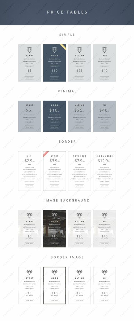 Simple Pricing Tables – MasterBundles