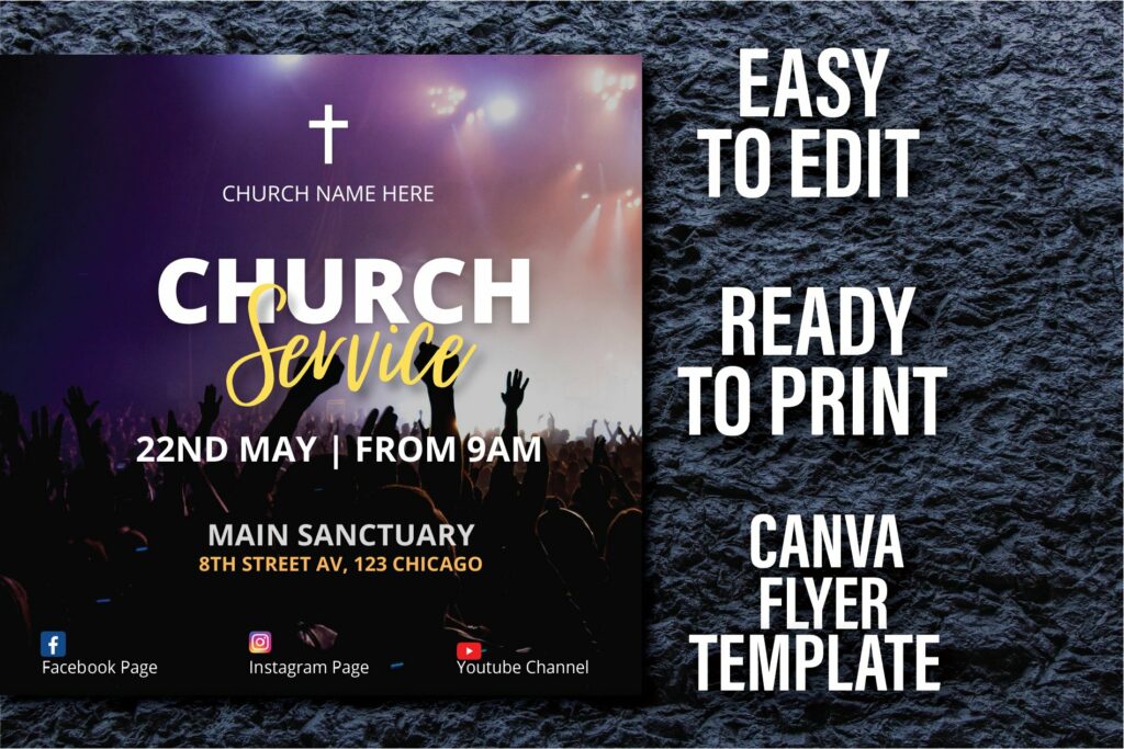 Church Service Flyer Canva Template – MasterBundles