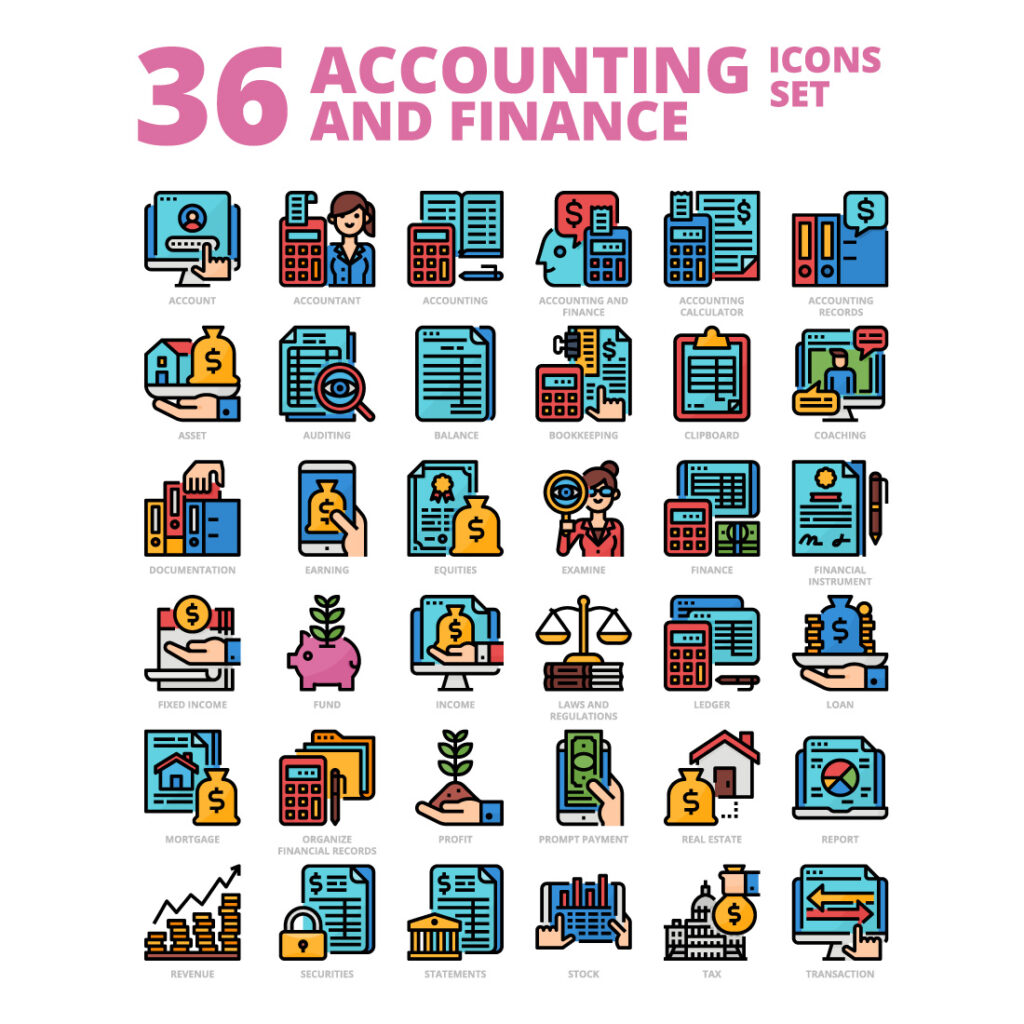 36 Accounting and Finance Icons Set x 4 Styles - MasterBundles
