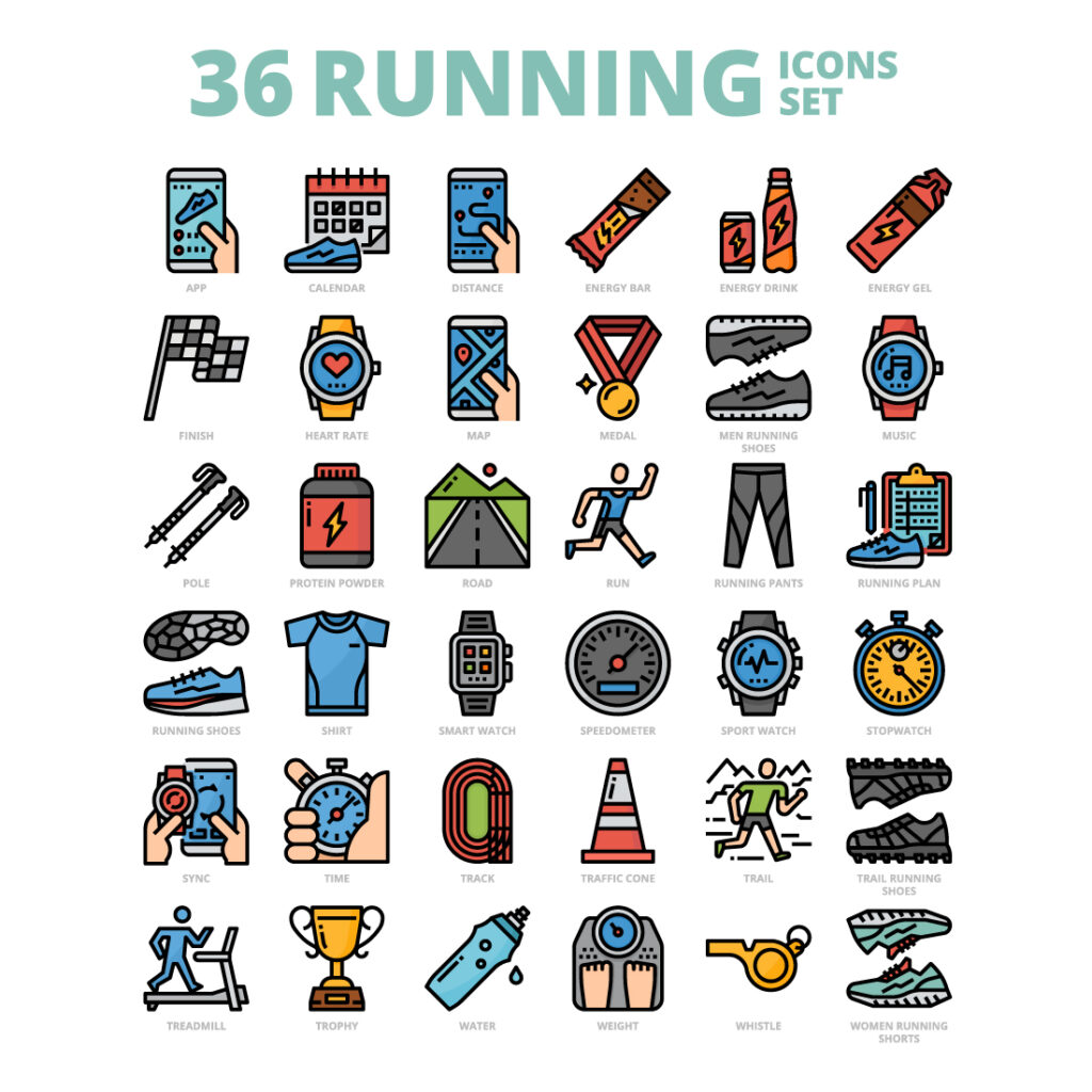 36 Running Icons Set x 4 Styles - MasterBundles