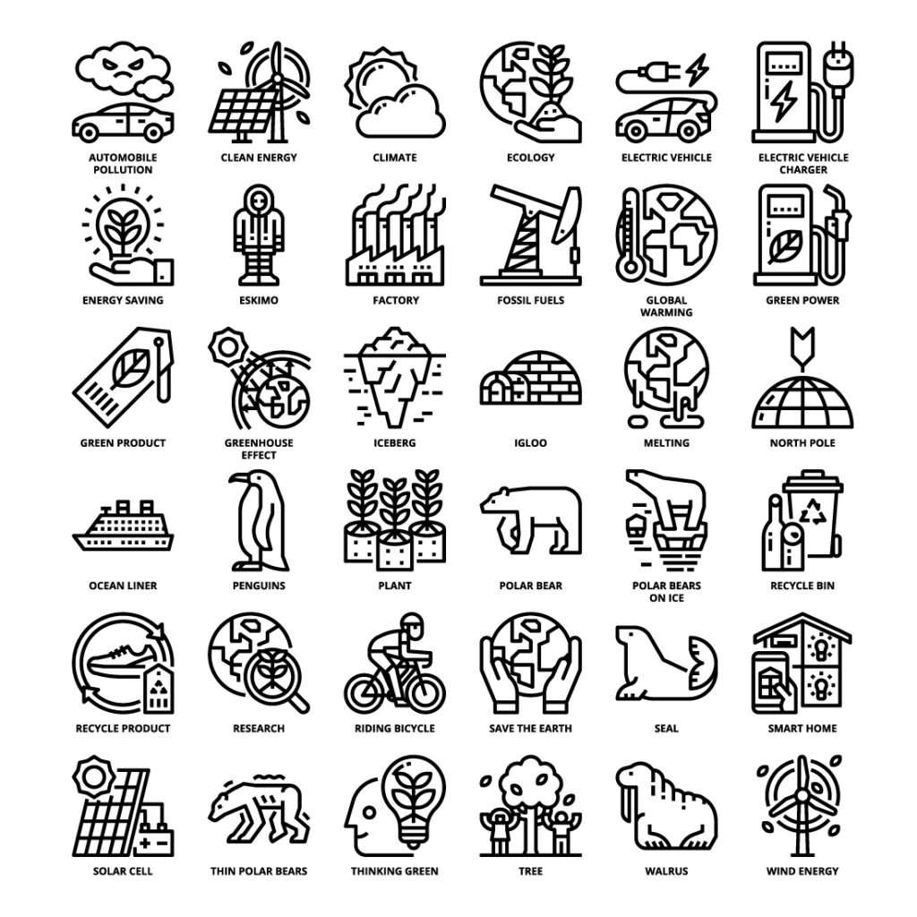 36 Global Warming Icons Set x 4 Styles - MasterBundles