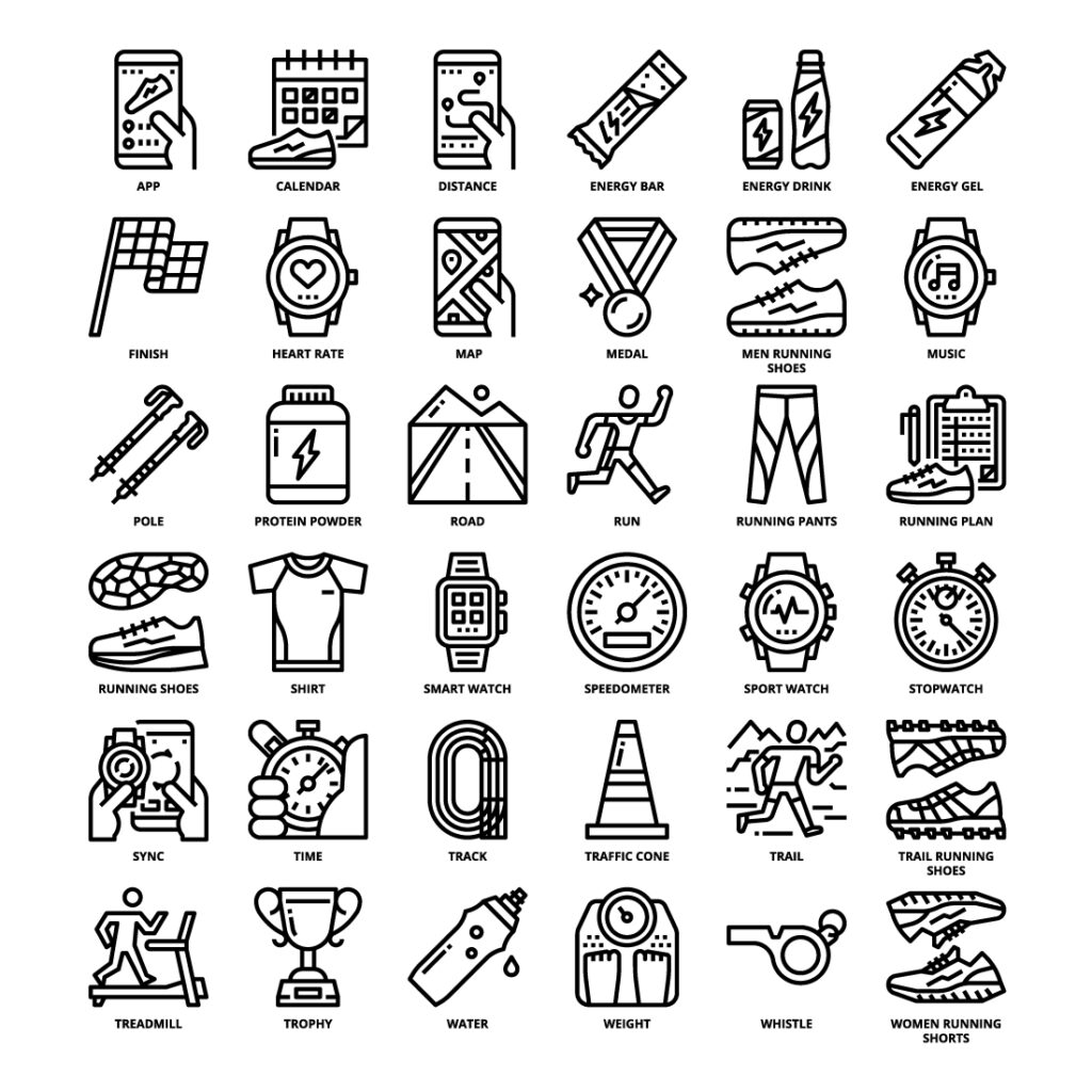 36 Running Icons Set x 4 Styles - MasterBundles