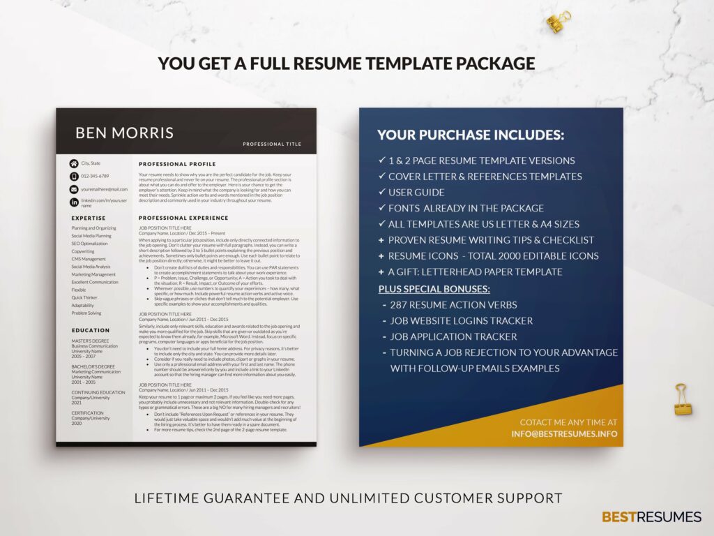 Business Modern Resume / CV Template – MasterBundles