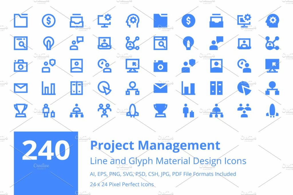 240 Project Management Material Icon – MasterBundles