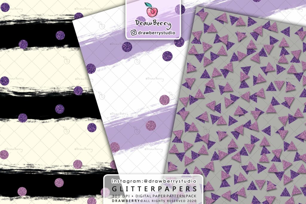 Purple Glitter Digital Paper xo – MasterBundles