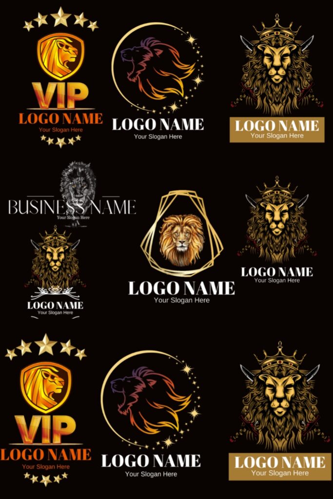 Lion Logo Bundles | Lion Logo Vector | Lion Logo Mockup with ...