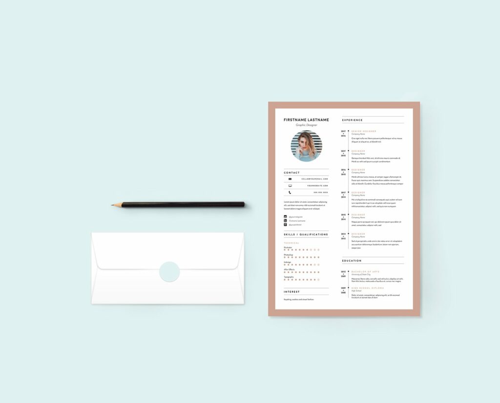 Minimal Sophisticated Resume / CV – MasterBundles