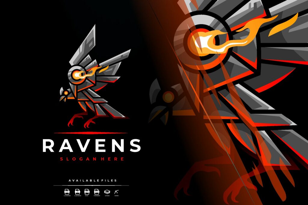 Unique Robotic Raven Mascot Logo – MasterBundles