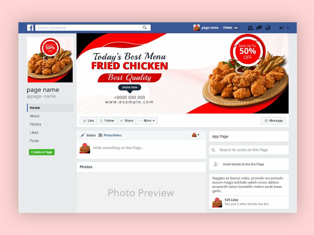 Food Facebook Cover Design Bundle - MasterBundles