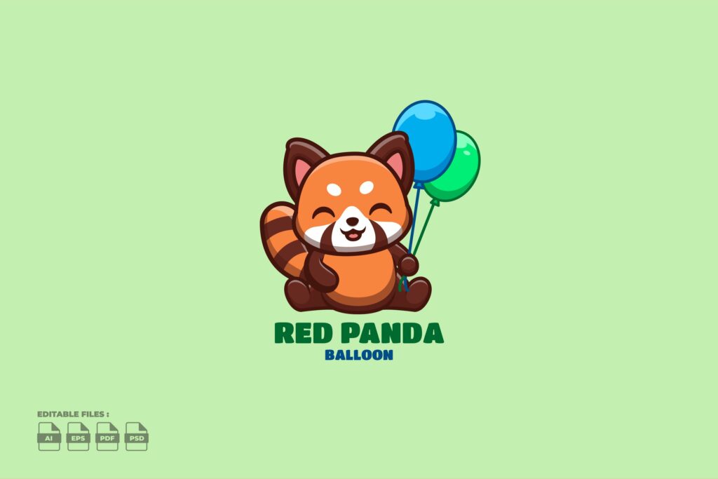 Balloon Red Panda Cute Mascot Logo – MasterBundles