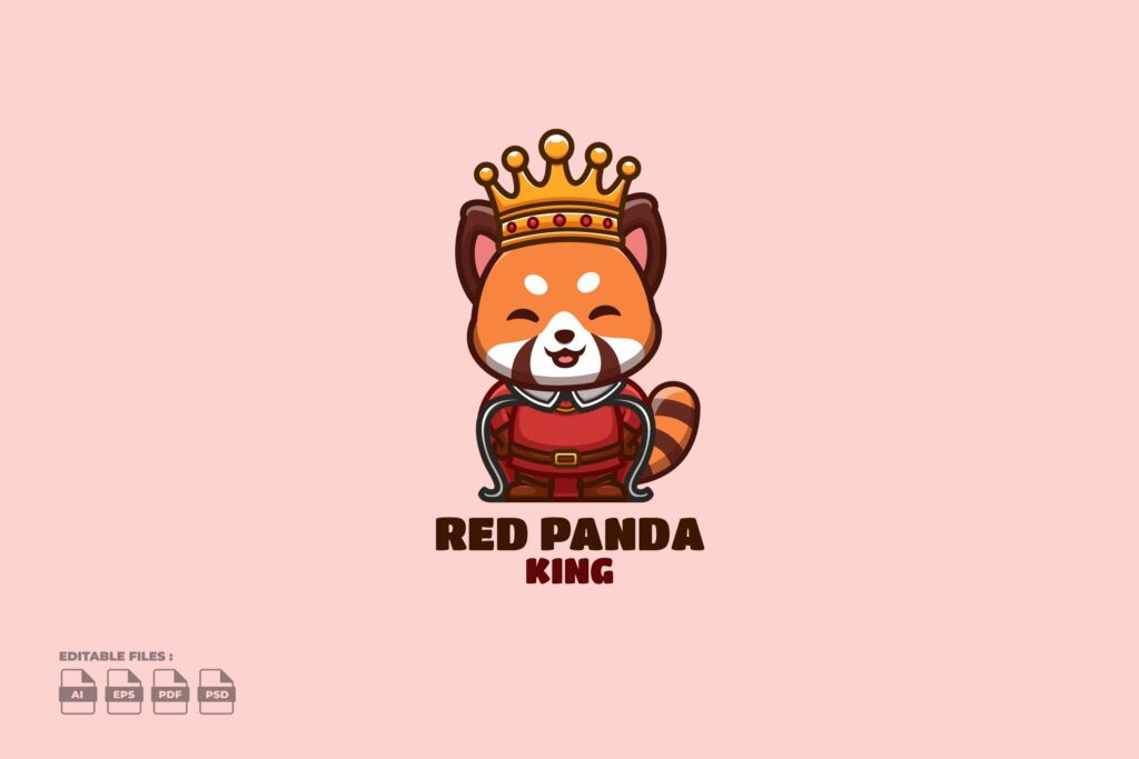 King Red Panda Cute Mascot Logo – MasterBundles