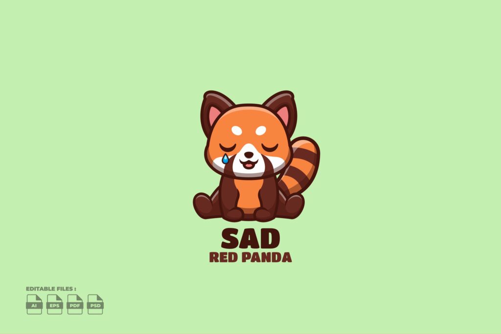 Sad Red Panda Cute Mascot Logo – MasterBundles