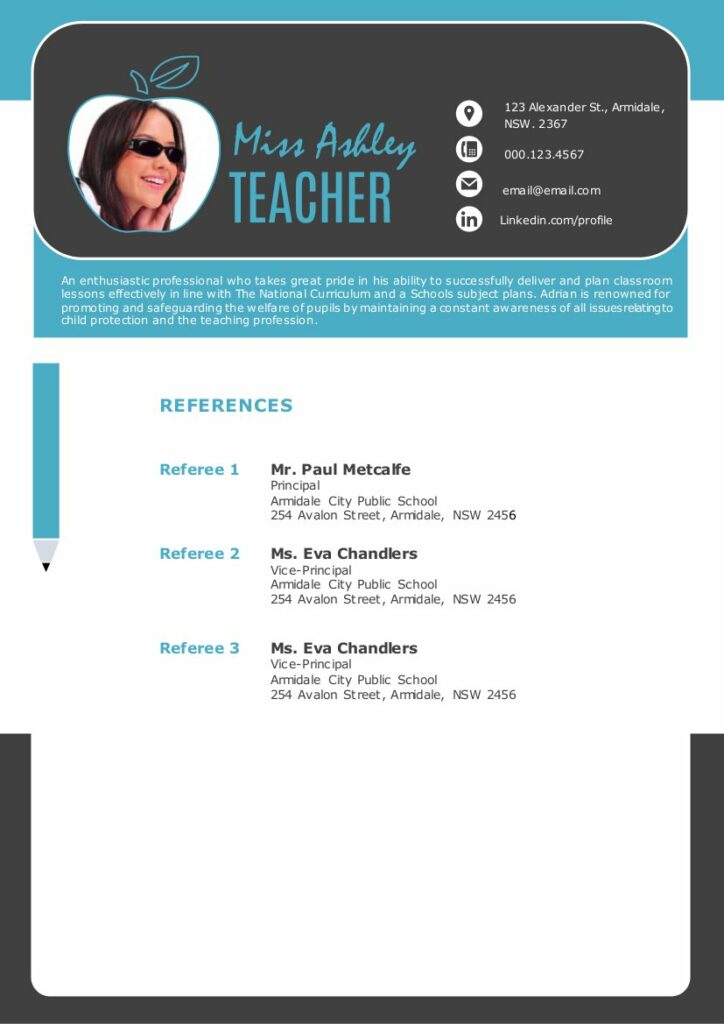 Modern teacher resume for MS Word – MasterBundles