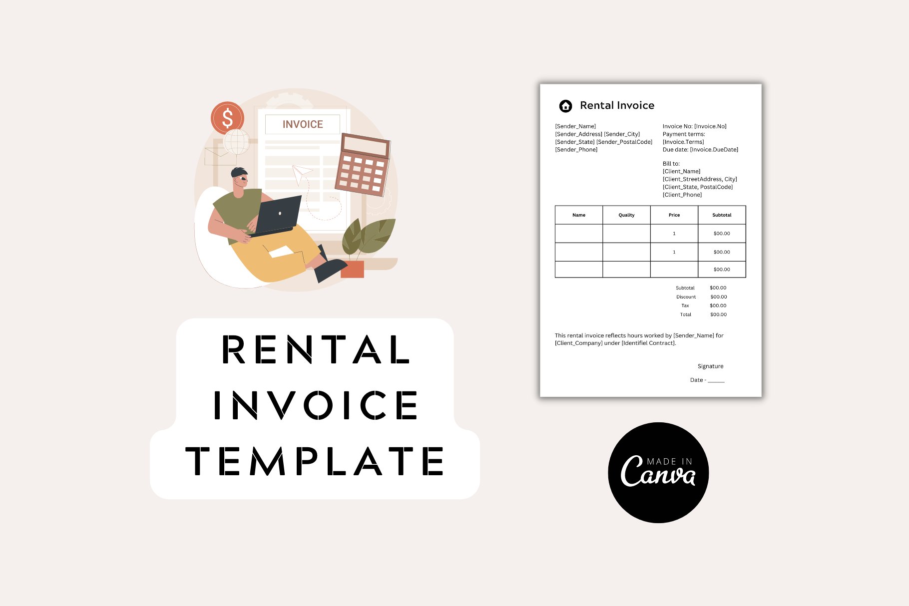 Editable Rental Invoice Template MasterBundles
