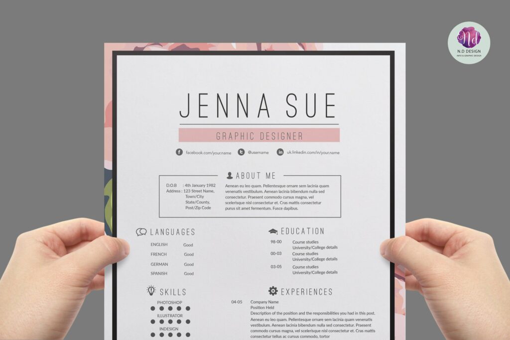 Floral resume package – MasterBundles