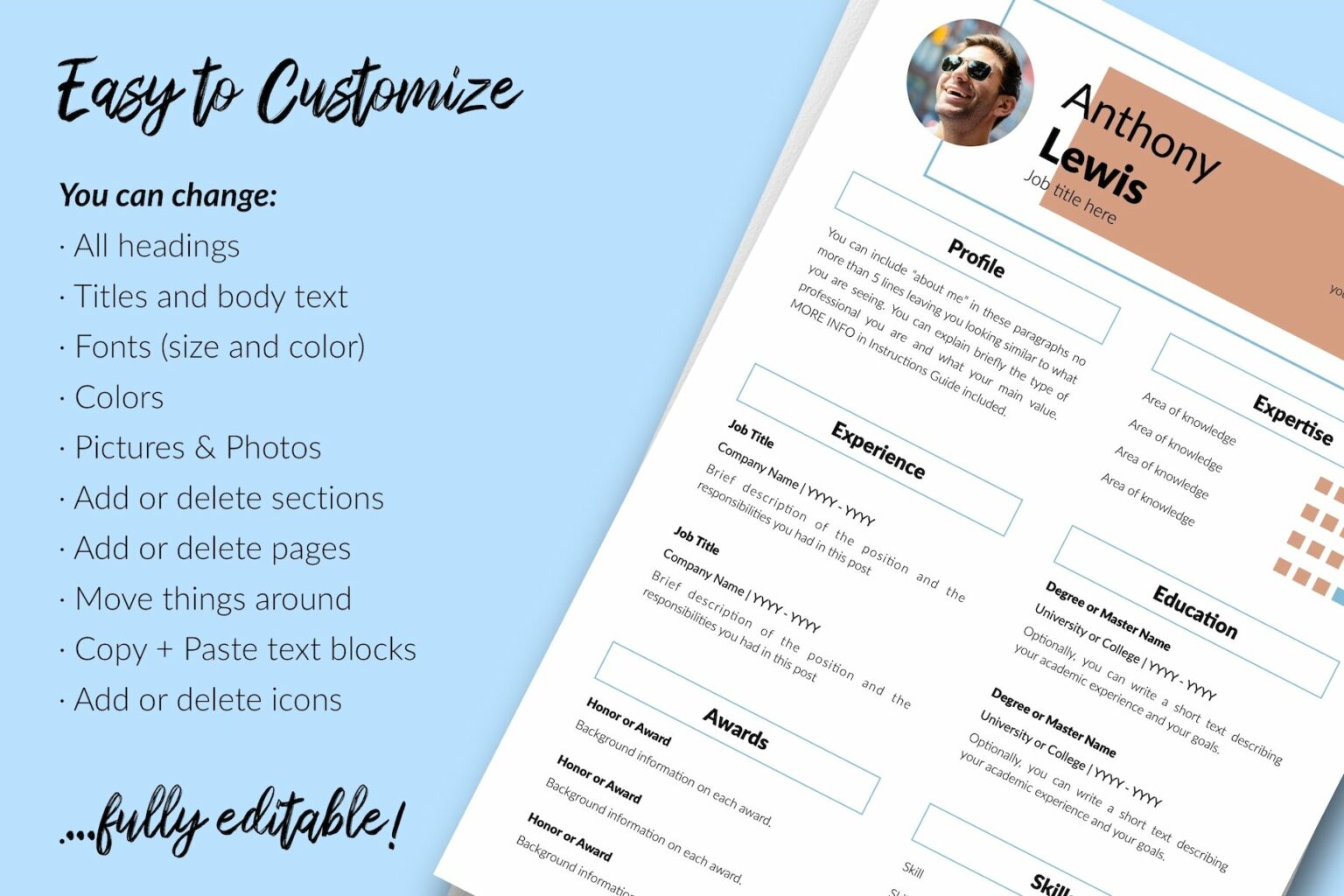 Creative Resume Template - Anthony – MasterBundles