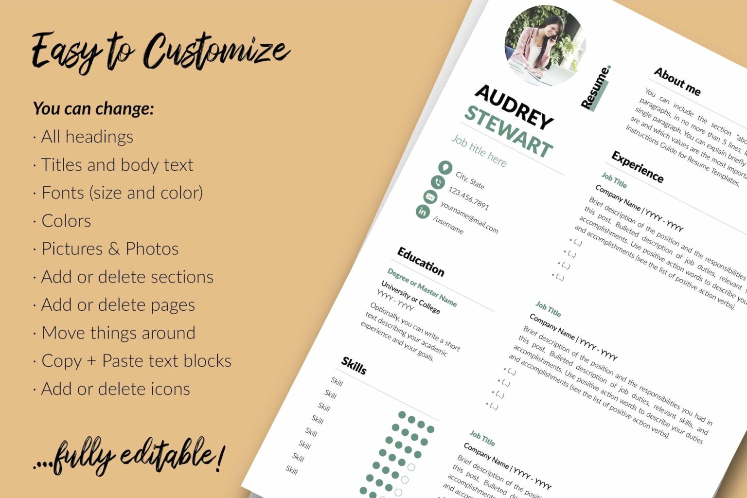 Modern Dance CV Bundle / Resume - Audrey – MasterBundles