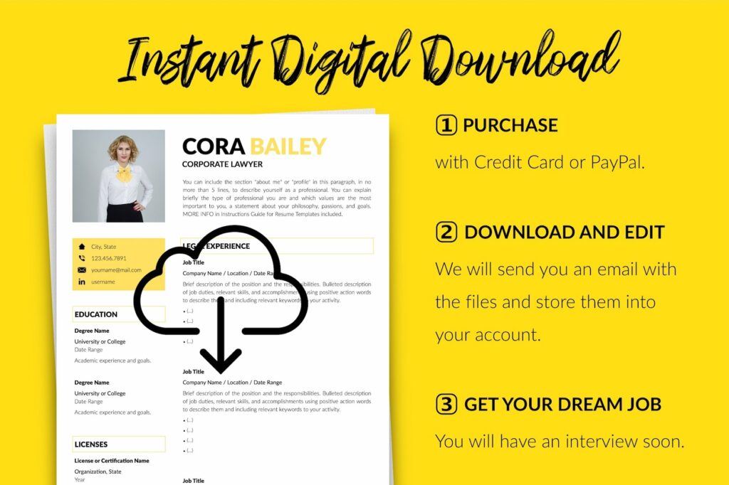 Lawyer CV Template / Resume - Cora – MasterBundles