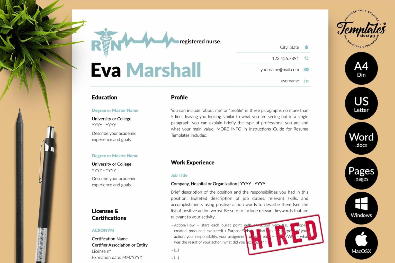 Nurse CV Design / Resume - Eva – MasterBundles