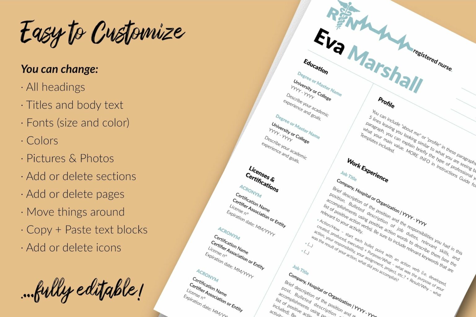 Nurse CV Design / Resume - Eva – MasterBundles