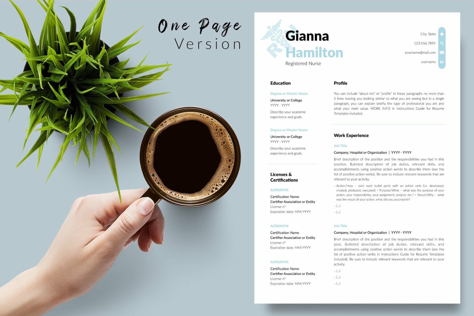 Nurse Resume Design / CV - Gianna – MasterBundles